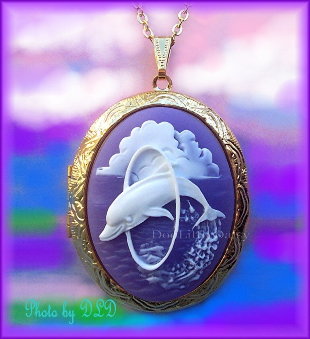 PURPLE Dark Lavender Jumping Dolphin Cameo Costume Jewelry Set - Etsy
