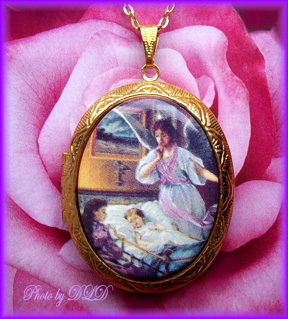 Christian GUARDIAN ANGEL Watching Over a Sick Girl & Her MOTHER Cameo ...