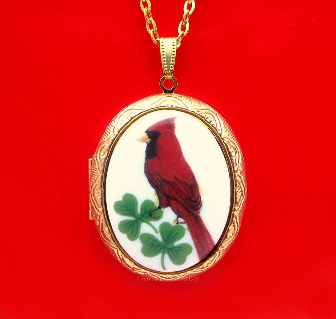 Porcelain Male Cardinal With Irish Shamrocks Cameo Cardinals Red Bird ...