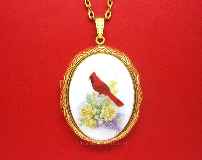 Red Bird Silver Ring Vintage Sterling Mother of Pearl Cardinal Bird ...