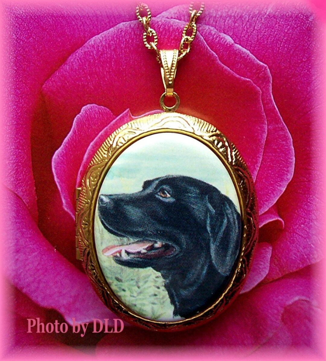 Large Porcelain Cute Black LAB Black Labrador Retriever Dog Cameo ...