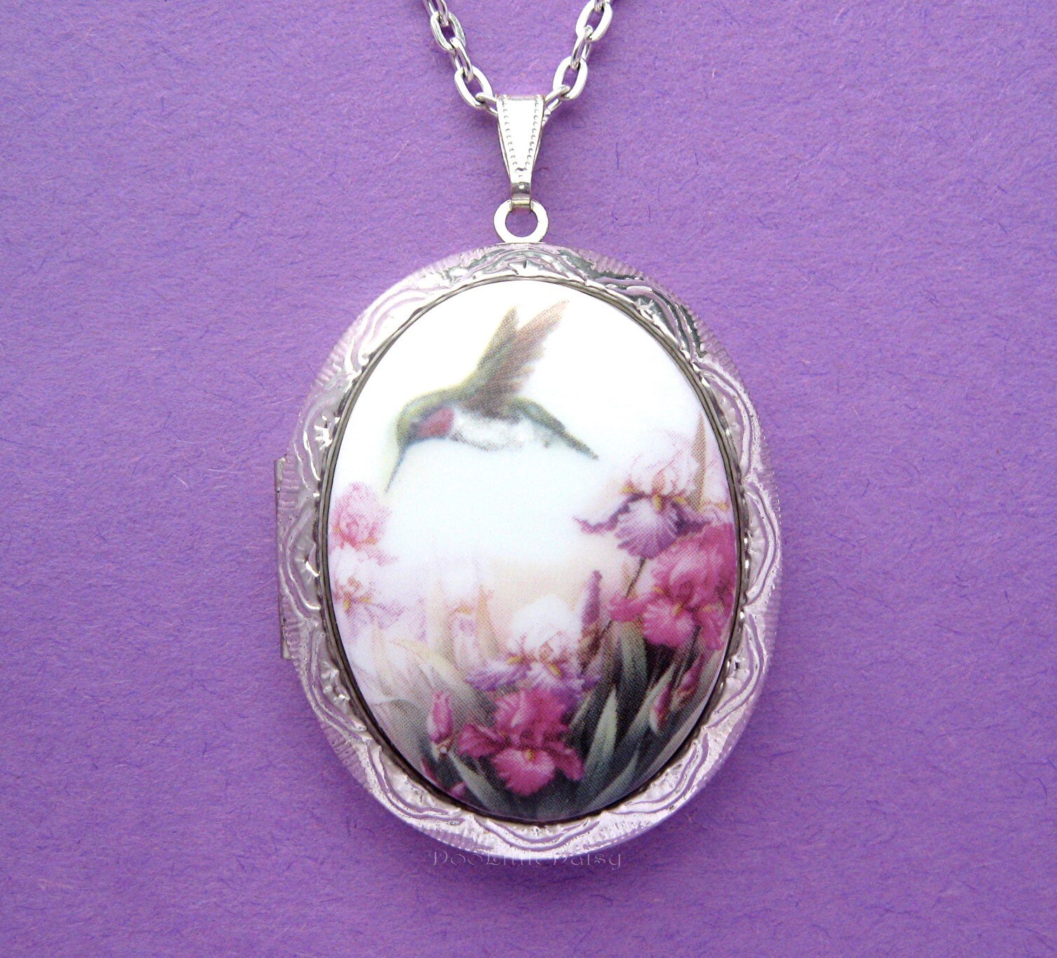 Porcelain Ruby Throated HUMMINGBIRD w/ Pink and Lavender IRIS | Etsy