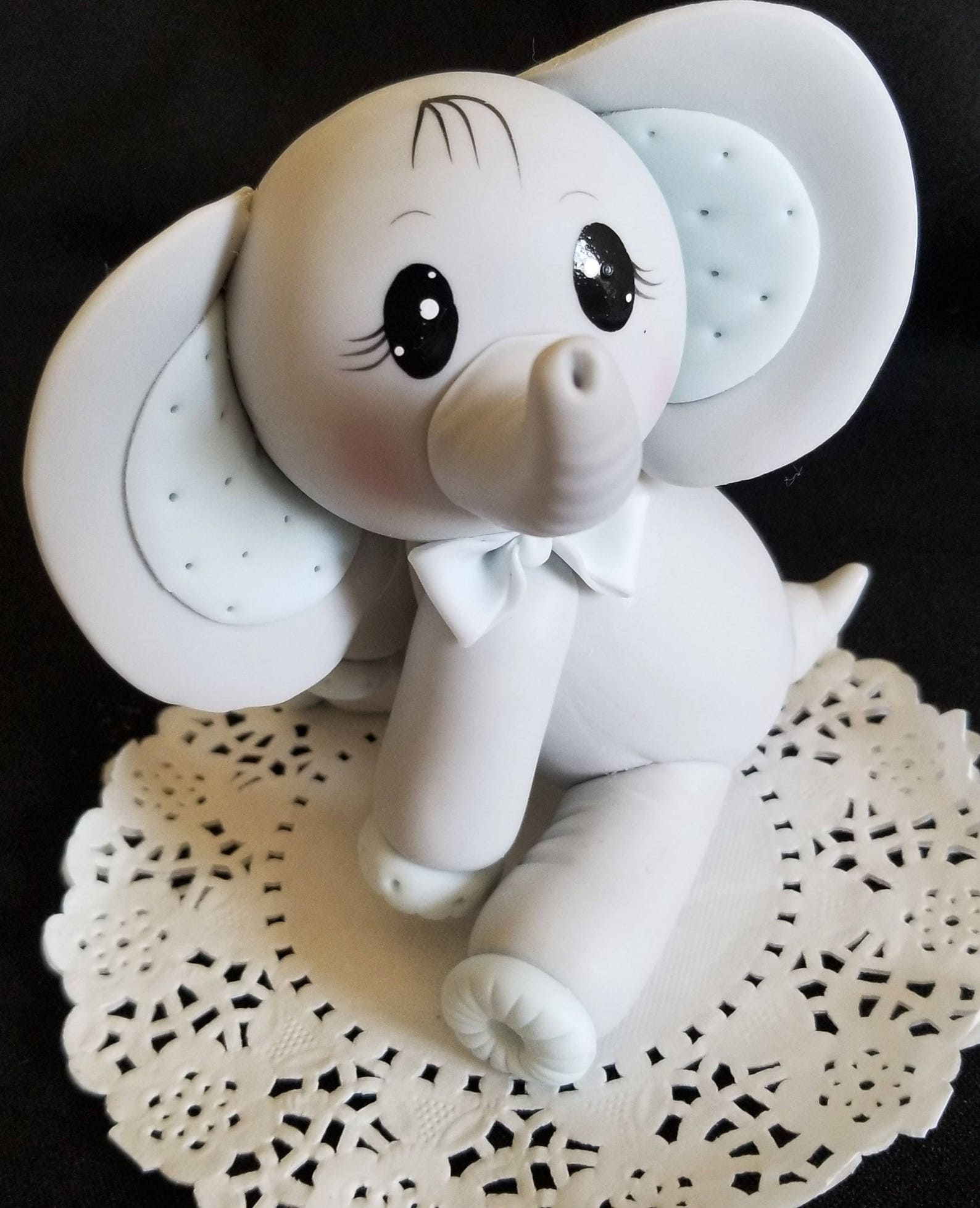 Elephant Cake Topper, Gray Elephant, Baby Elephant, Pink Gray Elephant ...