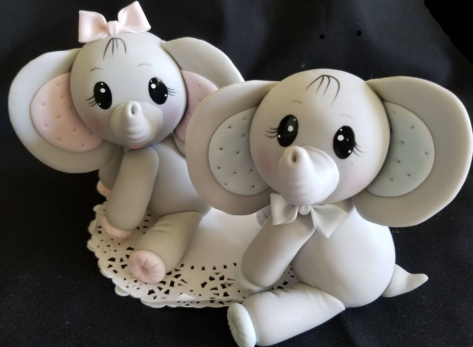 Elephant Cake Topper, Gray Elephant, Baby Elephant, Pink Gray Elephant ...