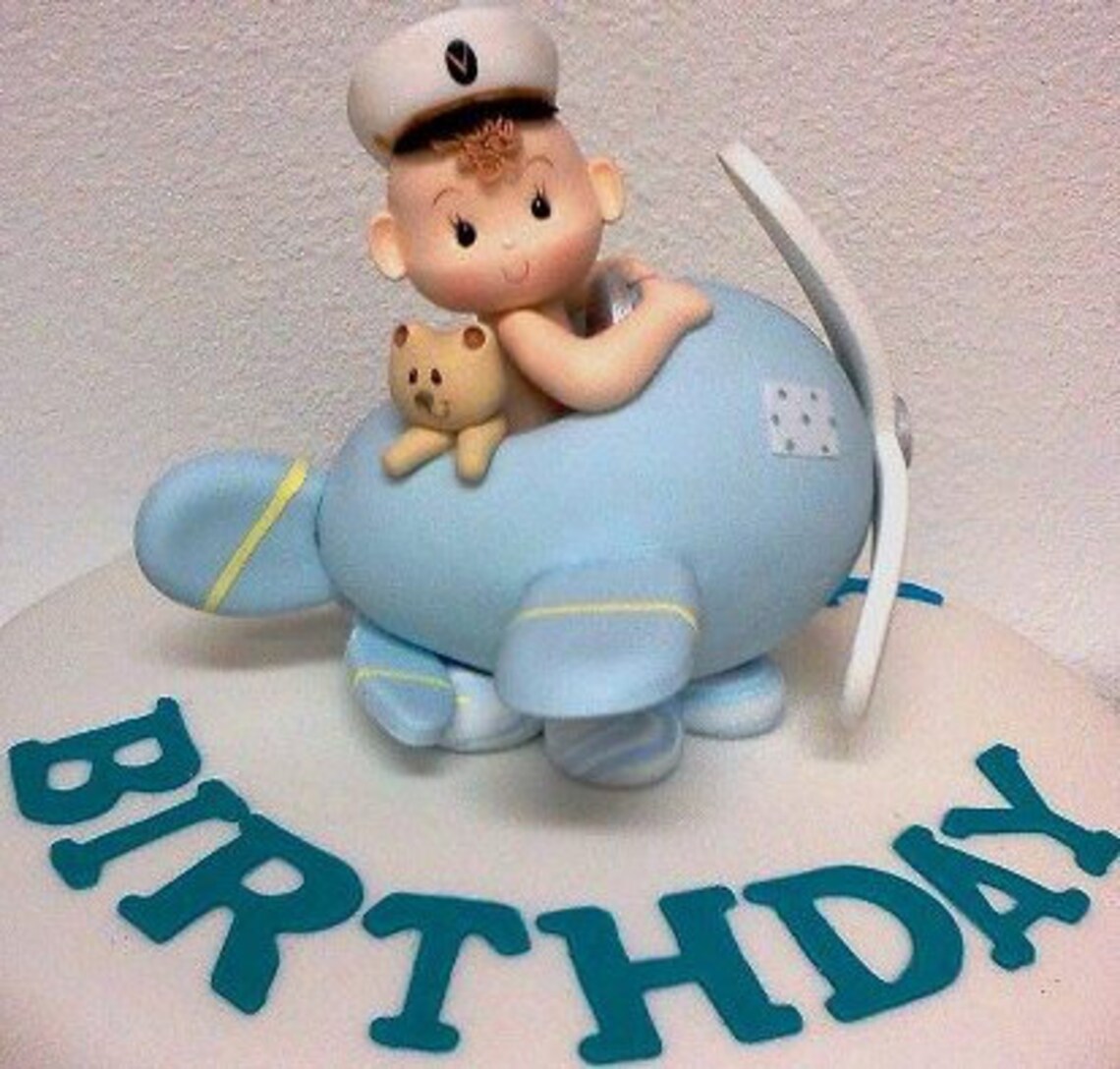 Airplane Cake Topper Baby Pilot Cake Airplane Party - Etsy