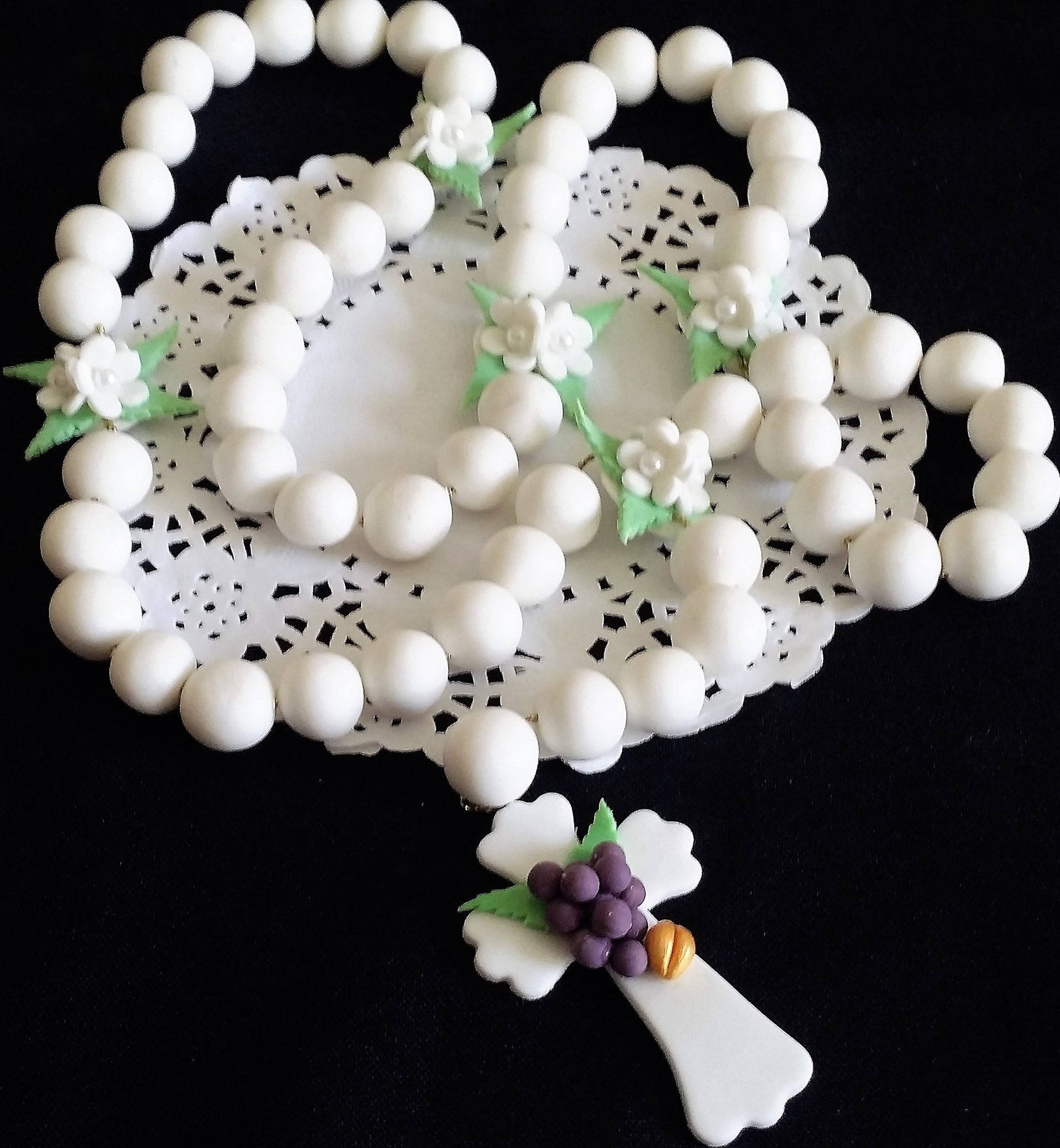 First Communion Rosary White Rosary Cake Topper First - Etsy