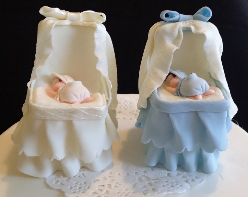 Baby Shower Cake Topper Blue Baby Cake Topper Baby Basinet - Etsy