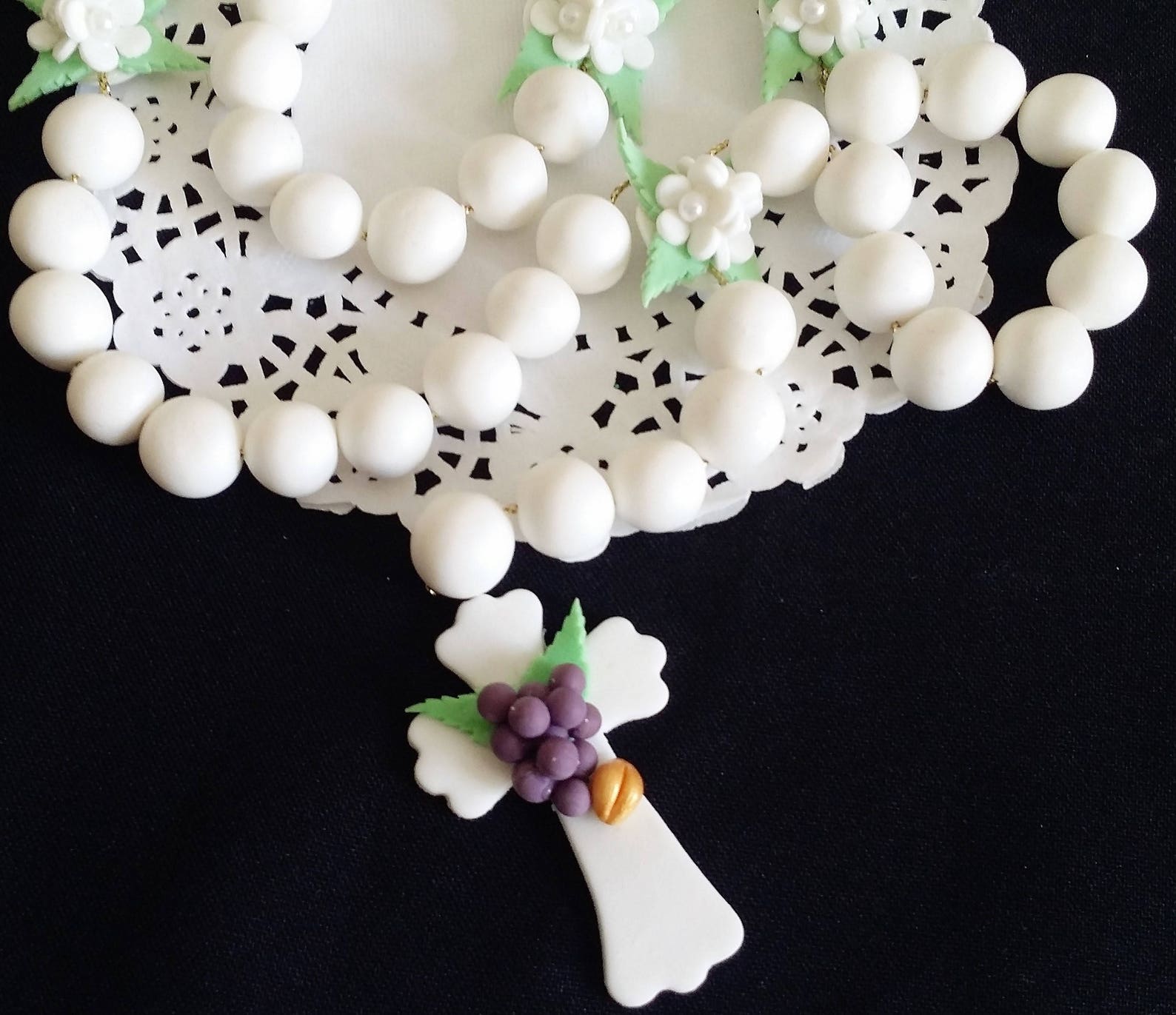 First Communion Rosary White Rosary Cake Topper First - Etsy