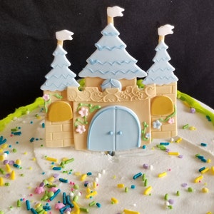 Princess Cake Topper, Princess Birthday Party, Blue Silver Castle Cake ...
