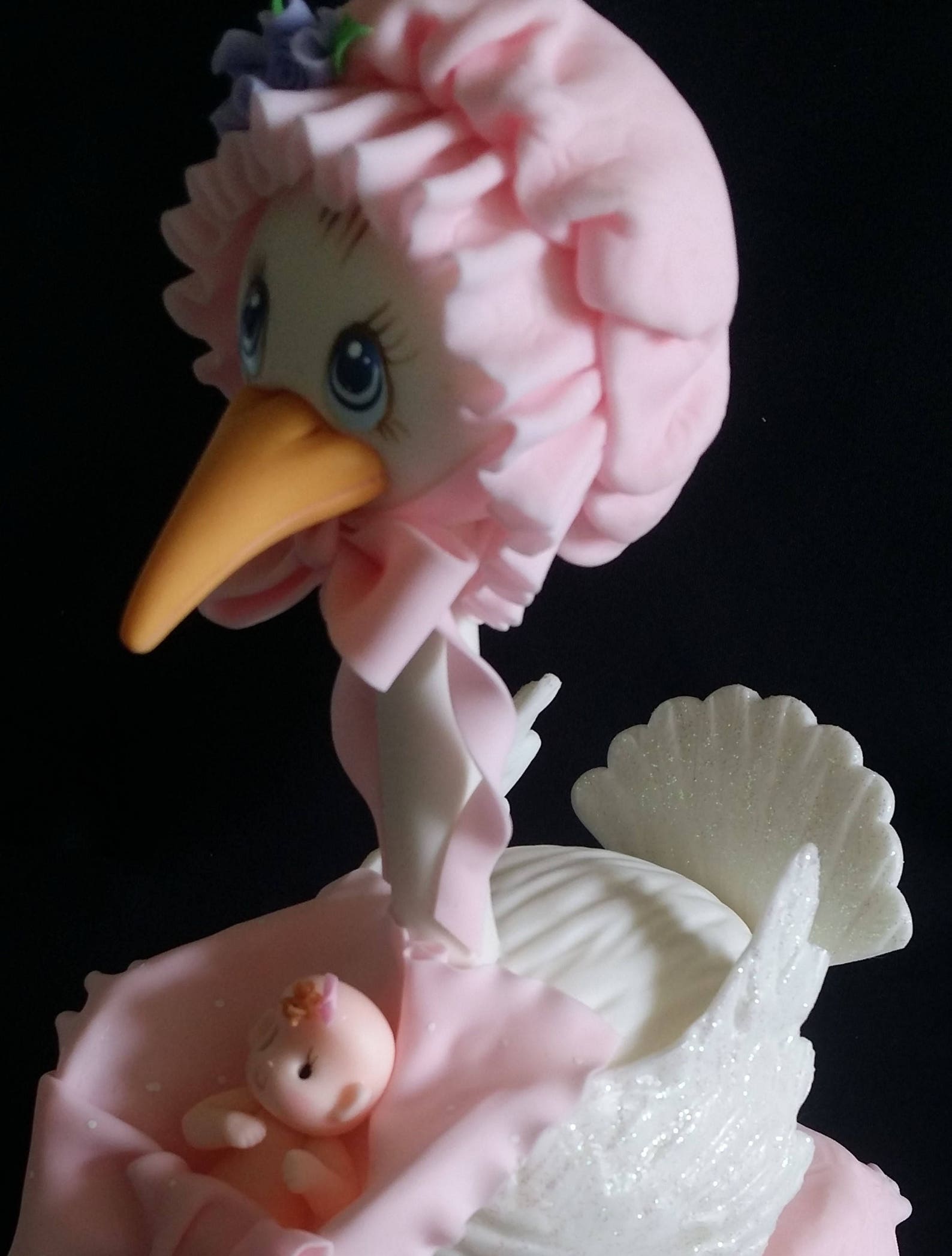 Pink Stork Baby Cake Topper Baby Shower Cake Stork | Etsy