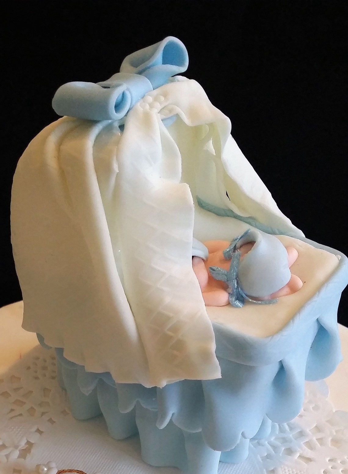Baby Shower Cake Topper Blue Baby Cake Topper Baby Basinet - Etsy