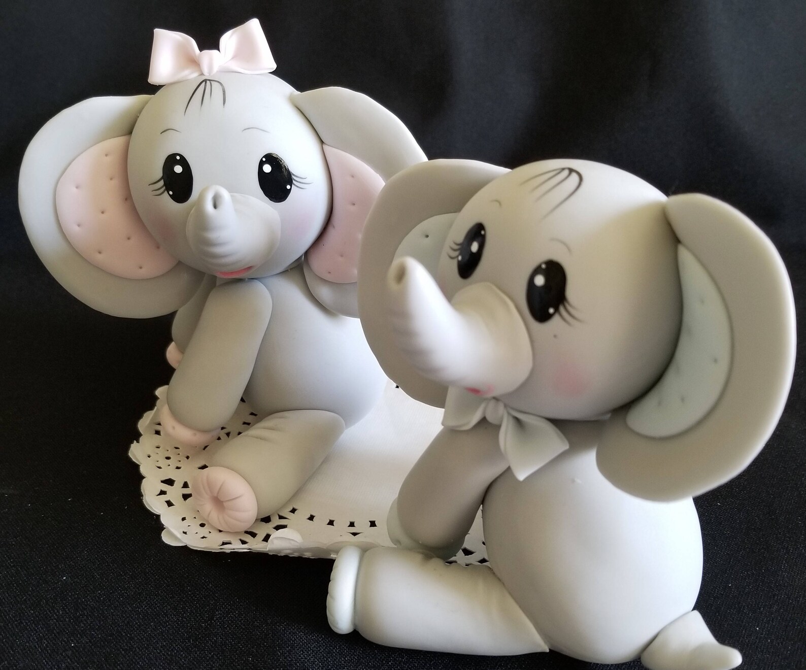 Elephant Cake Topper, Gray Elephant, Baby Elephant, Pink Gray Elephant ...