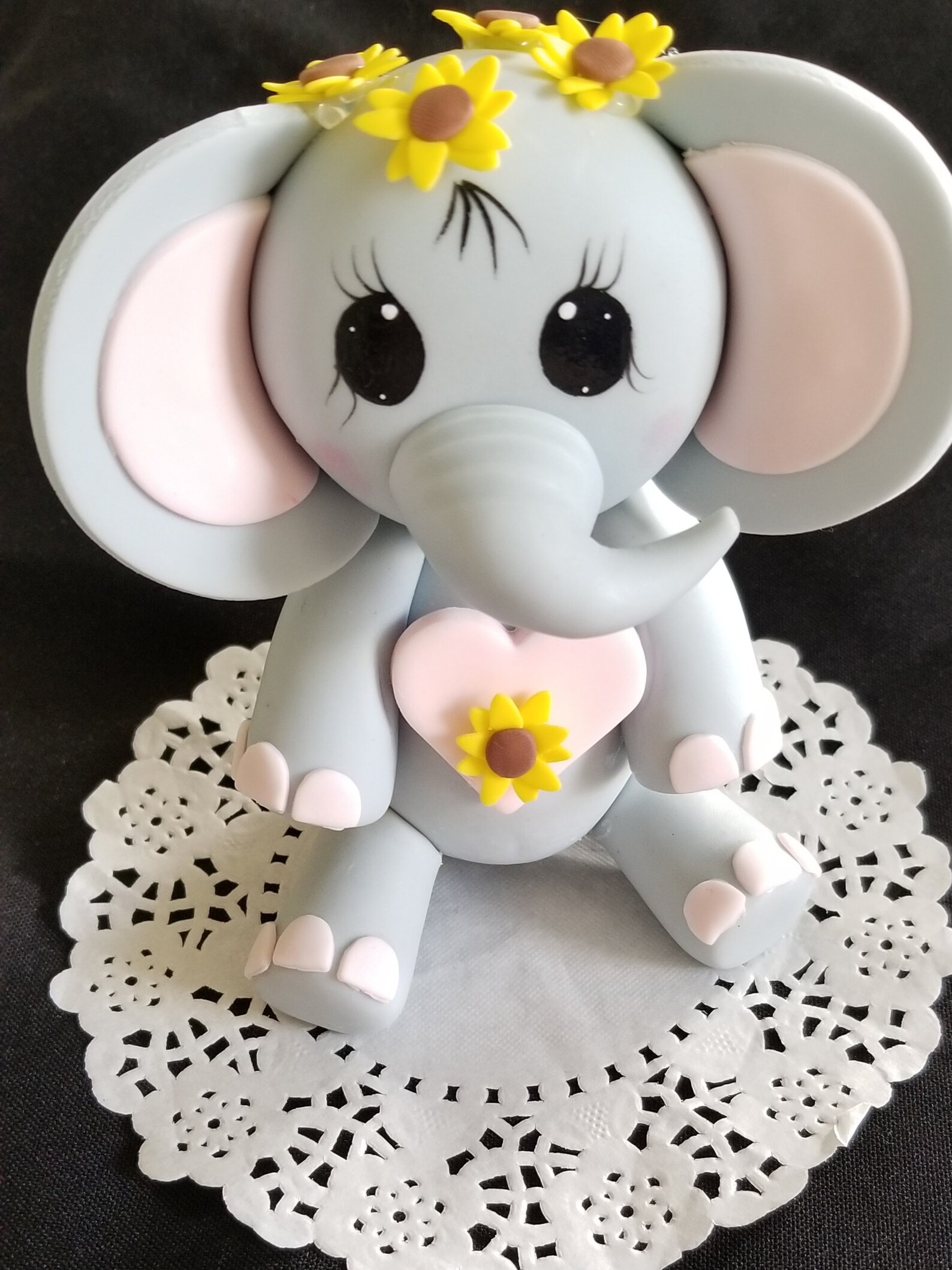 Elephant Cake Topper, Floral Elephant, Baby Elephant, Gray Elephant ...