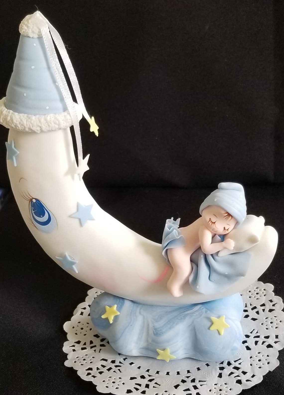 Baby Shower Cake Topper, Baby Sleeping on the Moon Cake Topper, Baby ...