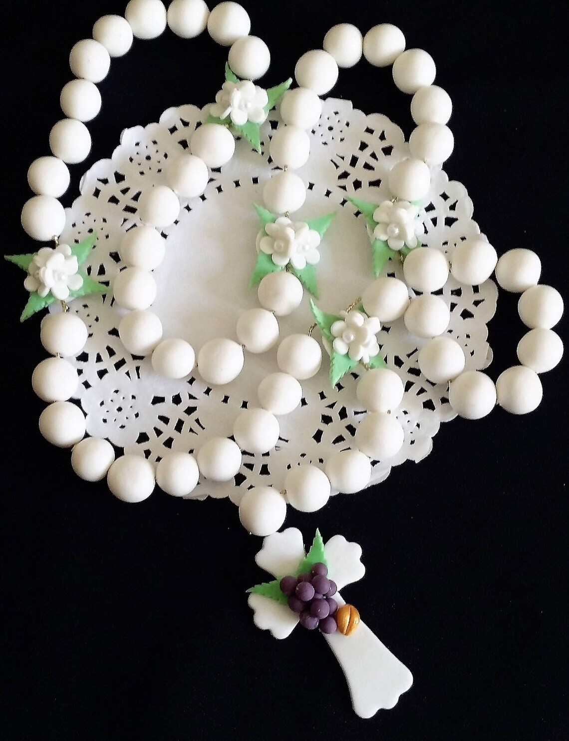 First Communion Rosary White Rosary Cake Topper First - Etsy