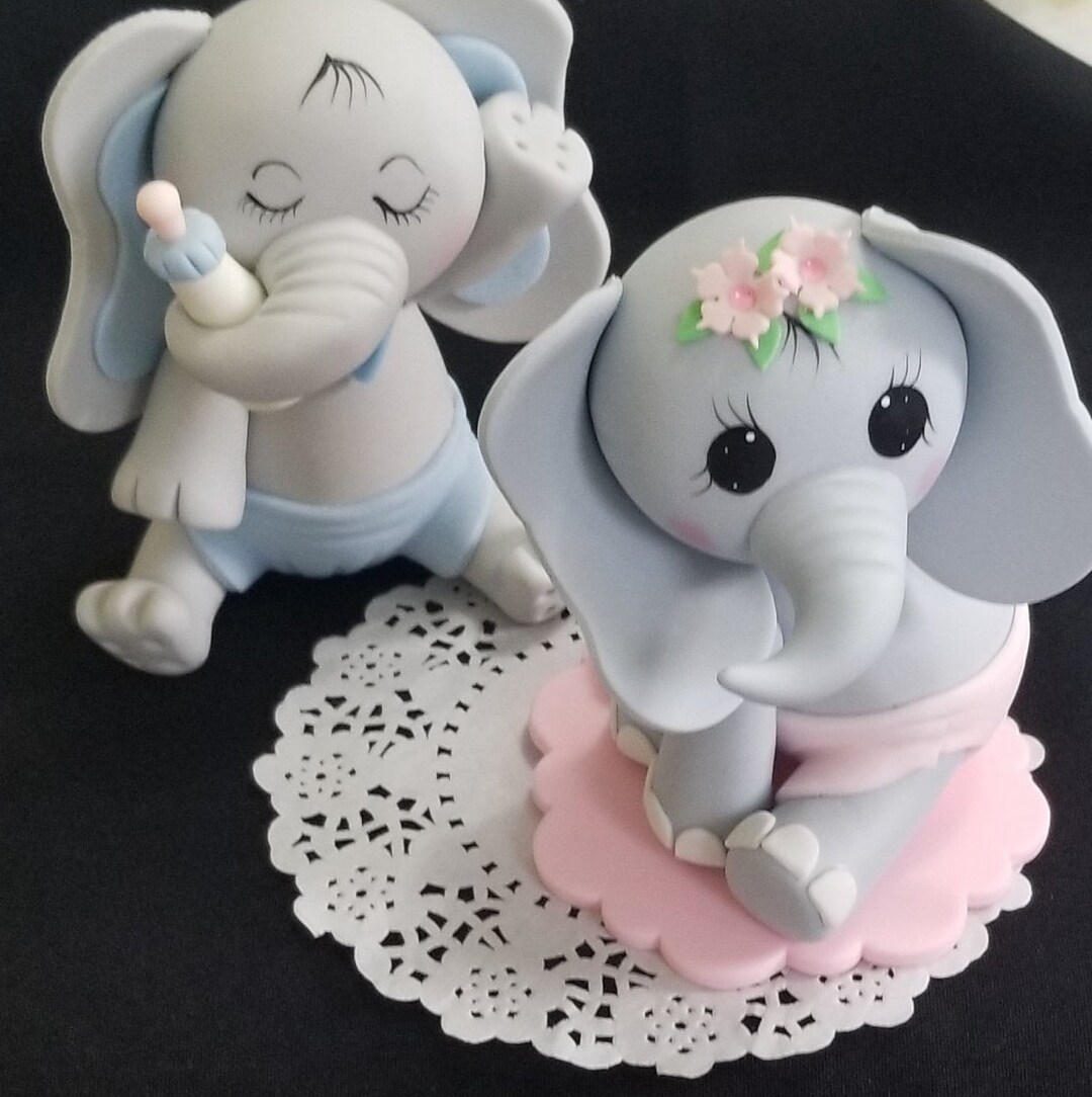 Elephant Cake Topper, Elephant Baby Shower, Blue Elephant Topper ...