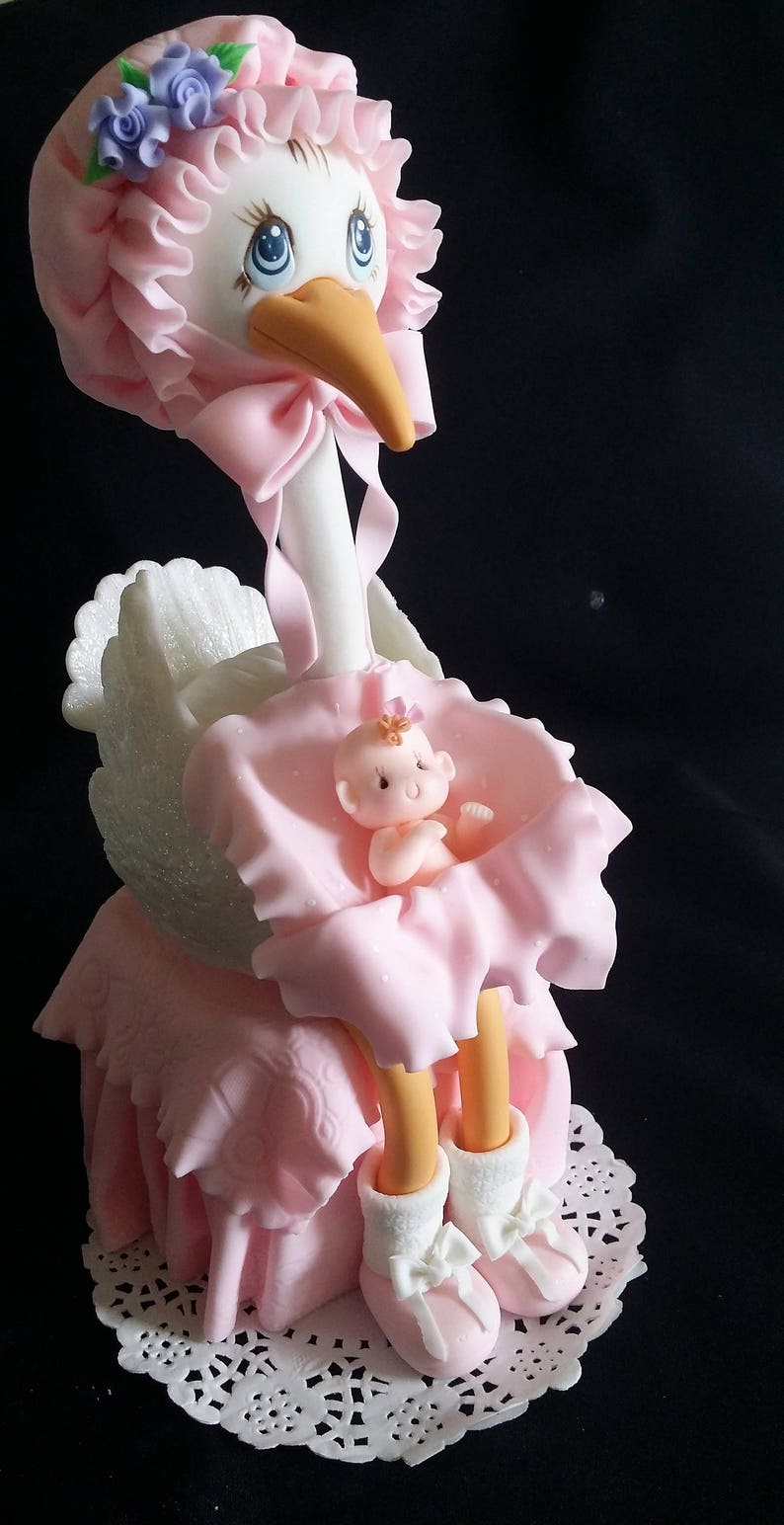 Pink Stork Baby Cake Topper Baby Shower Cake Stork | Etsy
