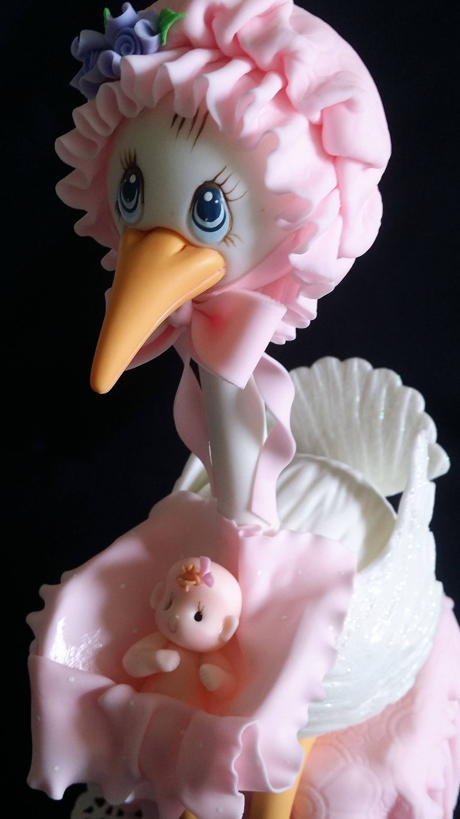Pink Stork Baby Cake Topper Baby Shower Cake Stork | Etsy