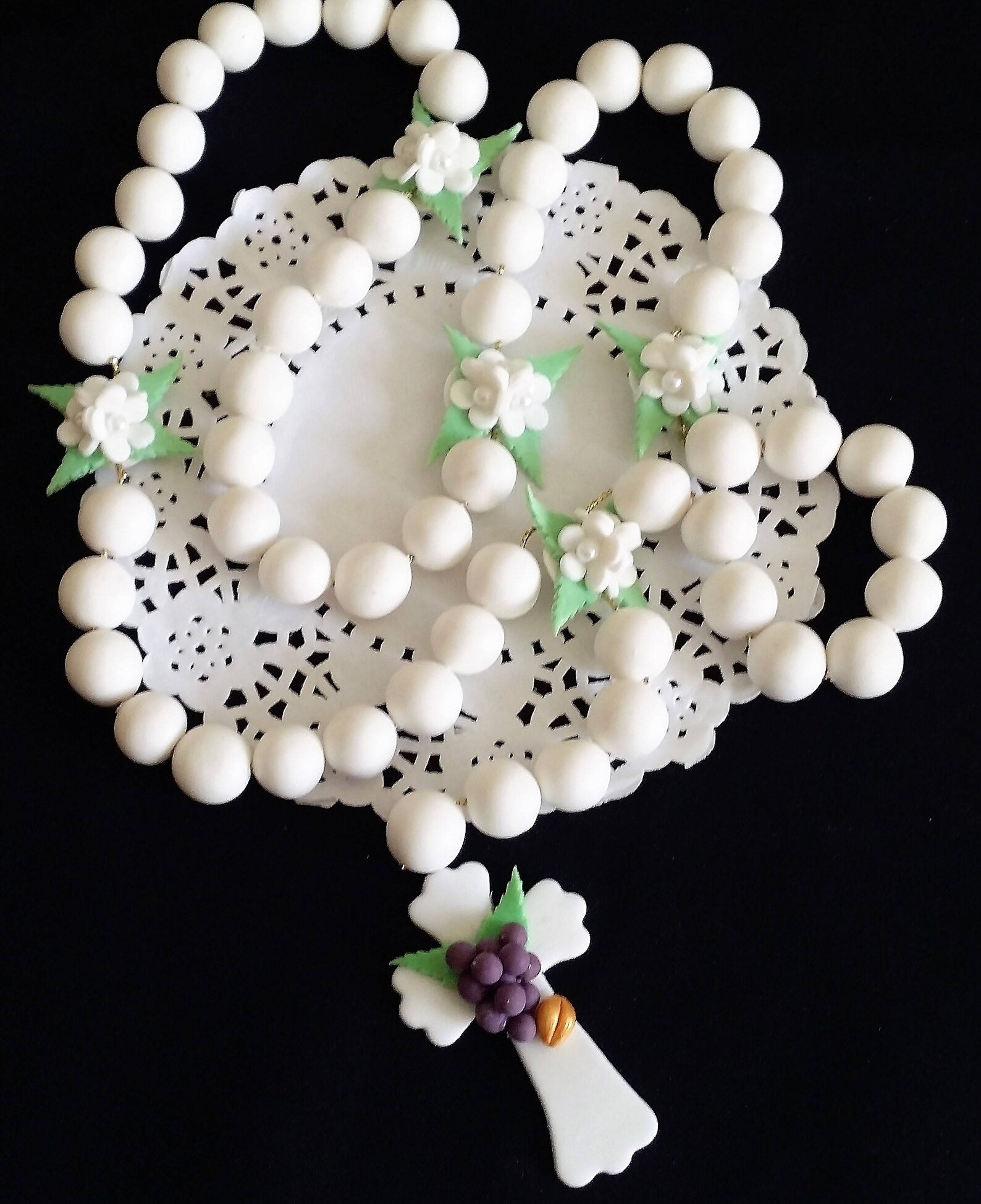 First Communion Rosary, White Rosary Cake Topper, First Communion Girl ...
