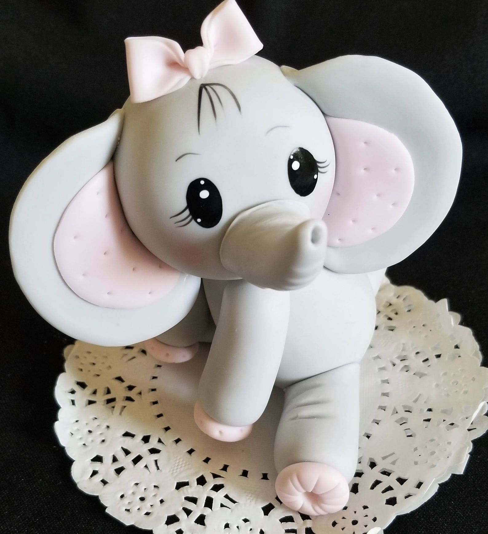 Elephant Cake Topper, Gray Elephant, Baby Elephant, Pink Gray Elephant ...