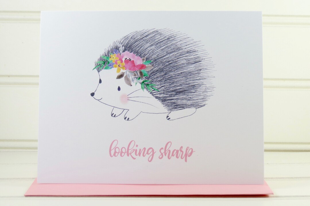 Hedgehog Card Hedgehogs Card Looking Sharp Card - Etsy