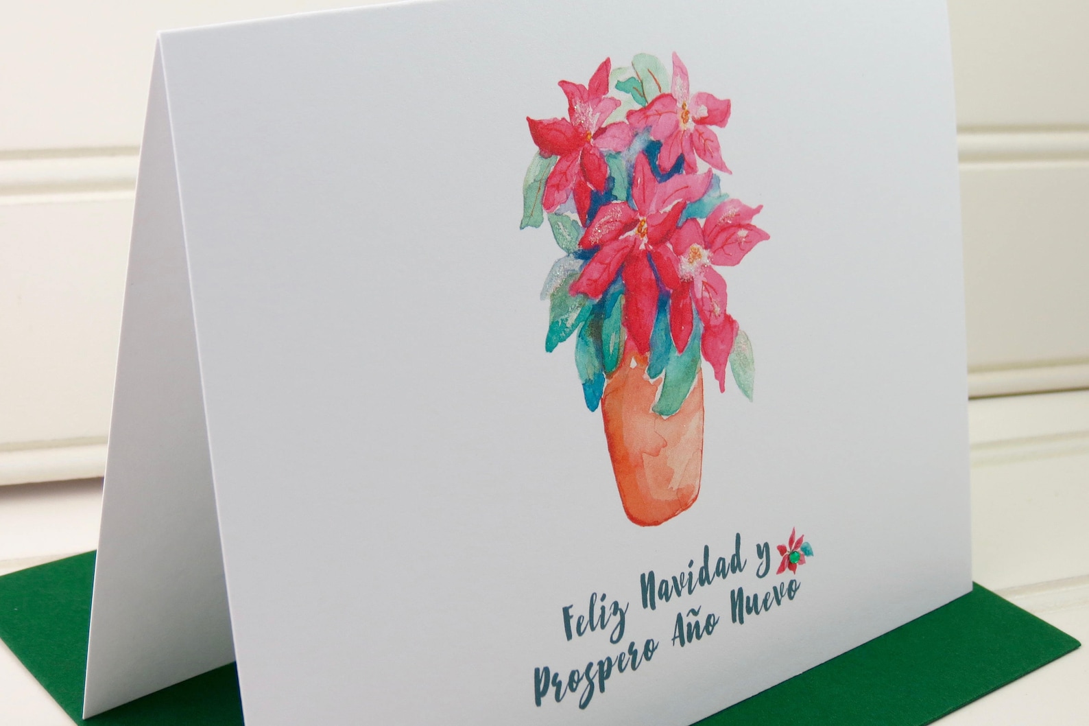 Spanish Christmas Card Poinsettia Christmas Card Feliz - Etsy