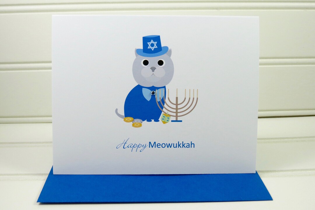 Cat Hanukkah Card Funny Hanukkah Card Card for Cat Owner - Etsy