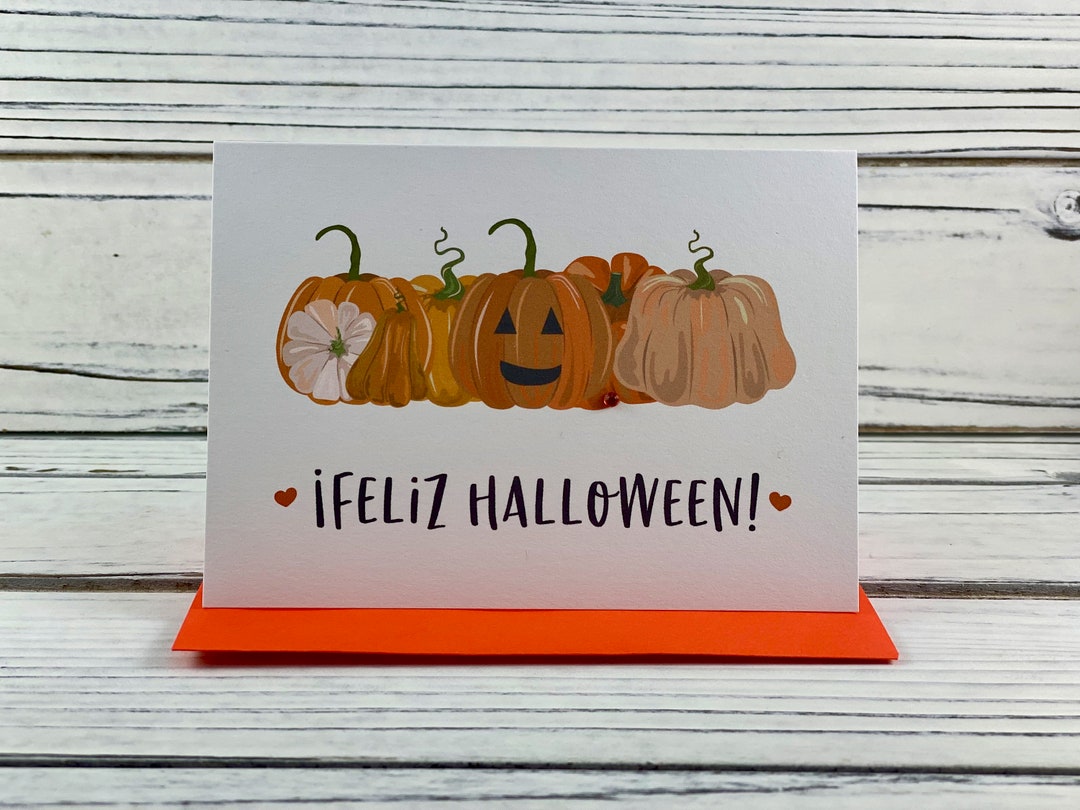 Spanish Halloween Card, Halloween Card, Pumpkin Card, Feliz Halloween ...