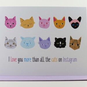 Cats Card Funny Cat Card I Love You Card Just Because Card - Etsy