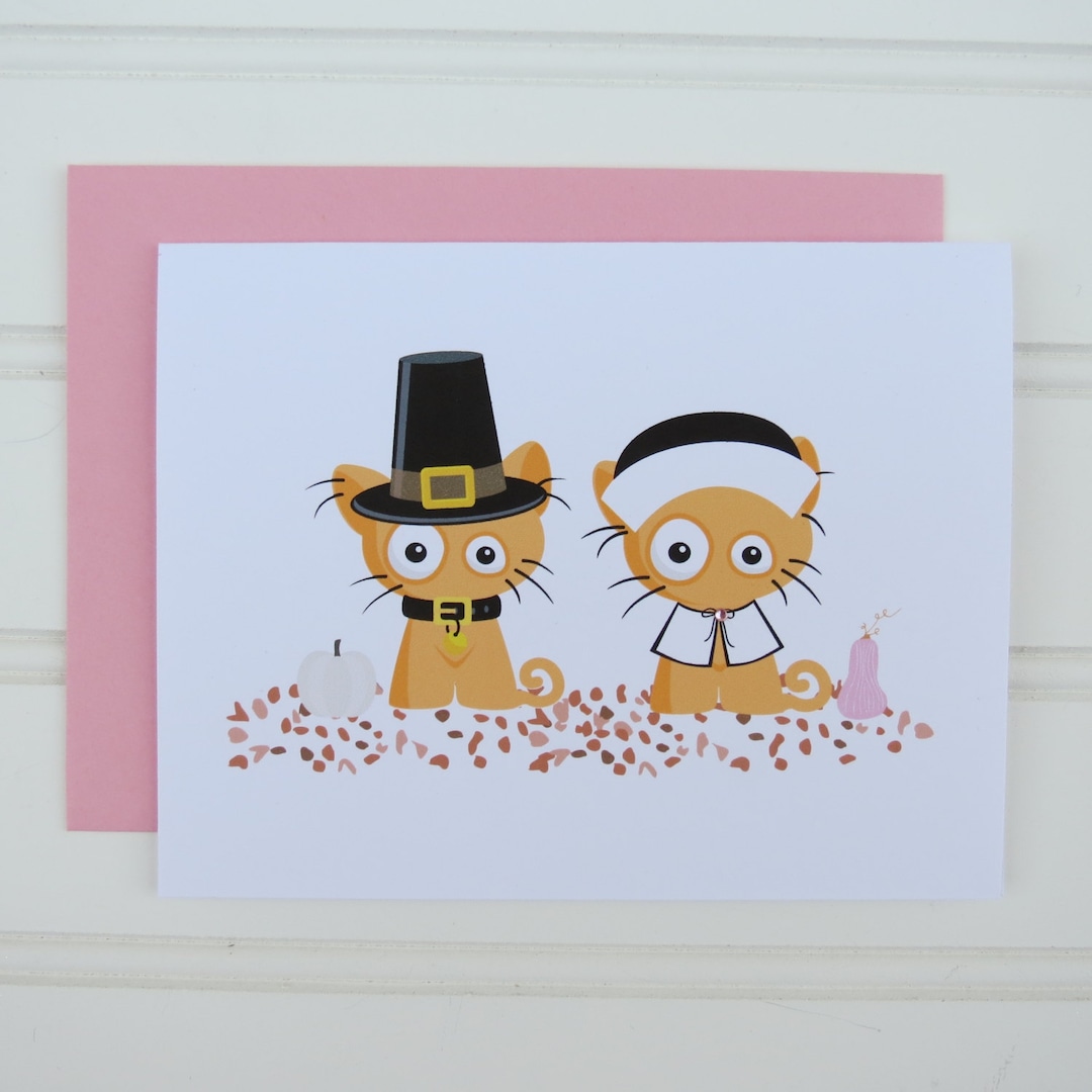 Thanksgiving Cat Card Custom Thanksgiving Cat Thanksgiving - Etsy