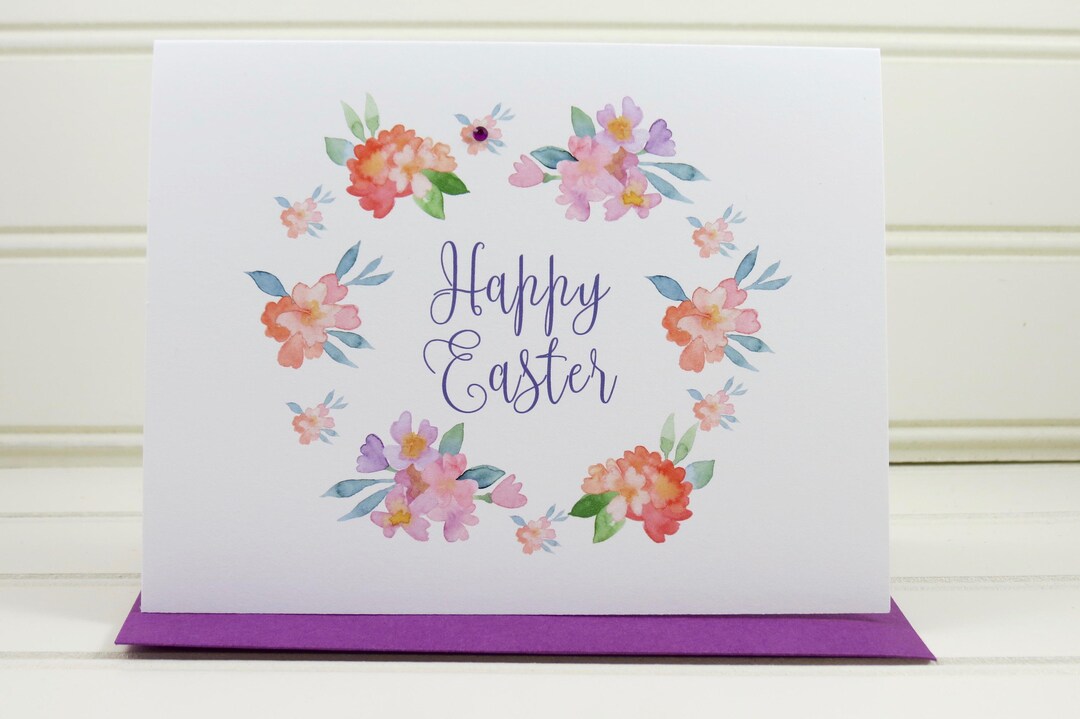 Happy Easter Card, Floral Easter Card, Pretty Easter Card, for Priest ...