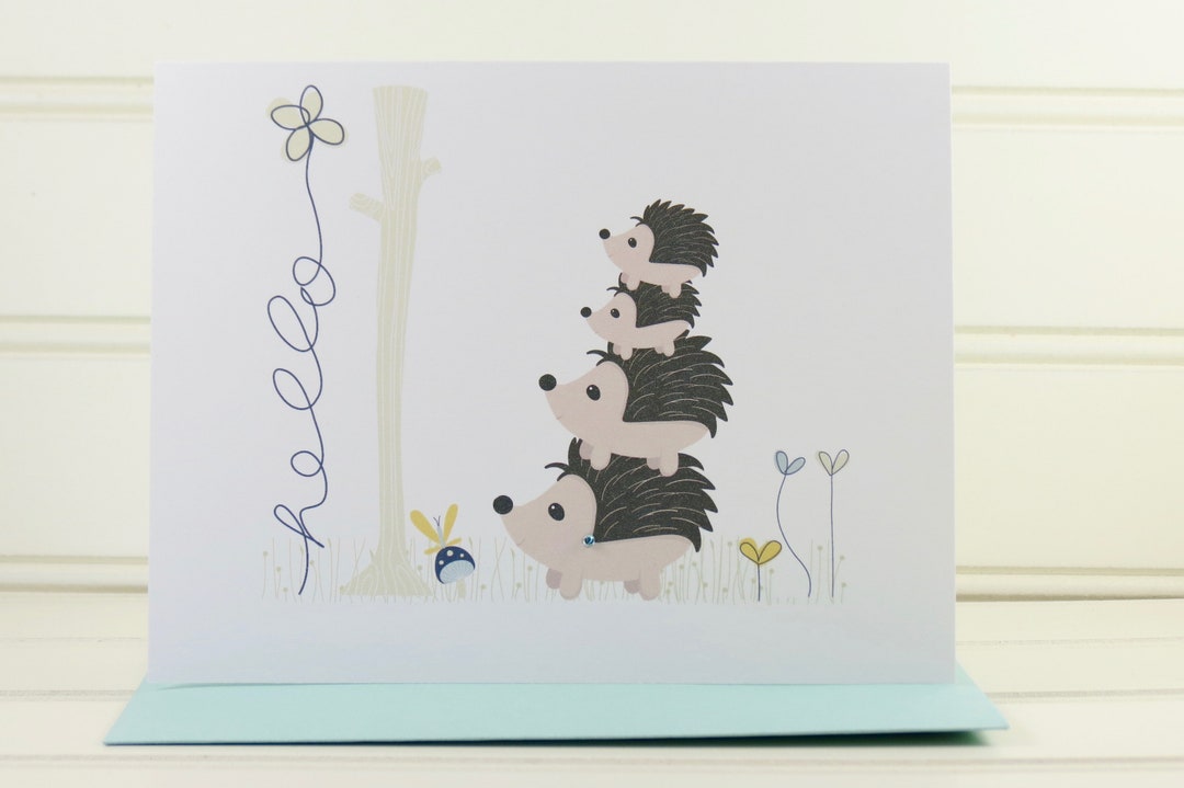 Hedgehog Card, Hedgehogs Card, Hello Card, Thinking of You Card, Just ...
