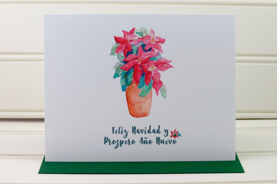Spanish Christmas Card, Poinsettia Christmas Card, Feliz Navidad ...