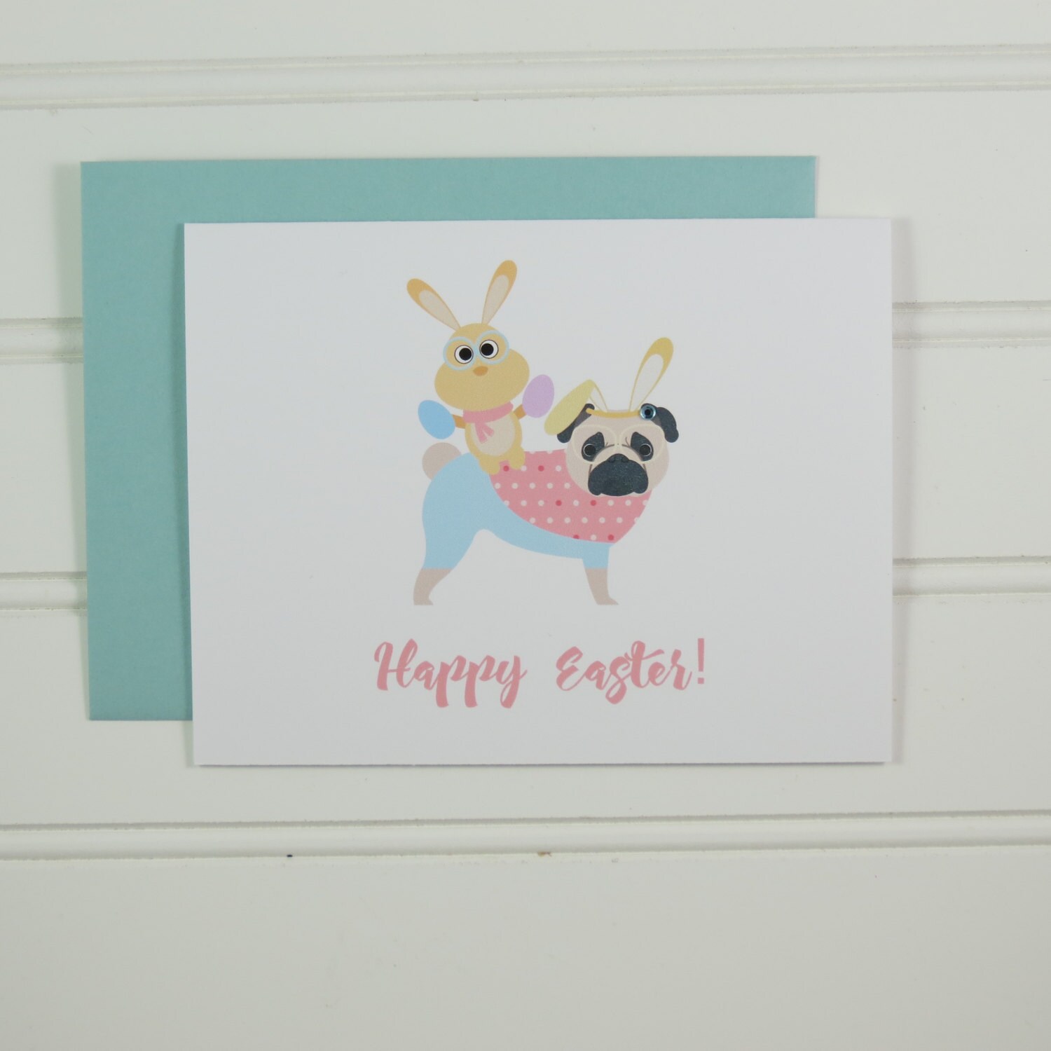 Dog Easter Card Happy Easter Card Dog Card Pug Card Easter - Etsy