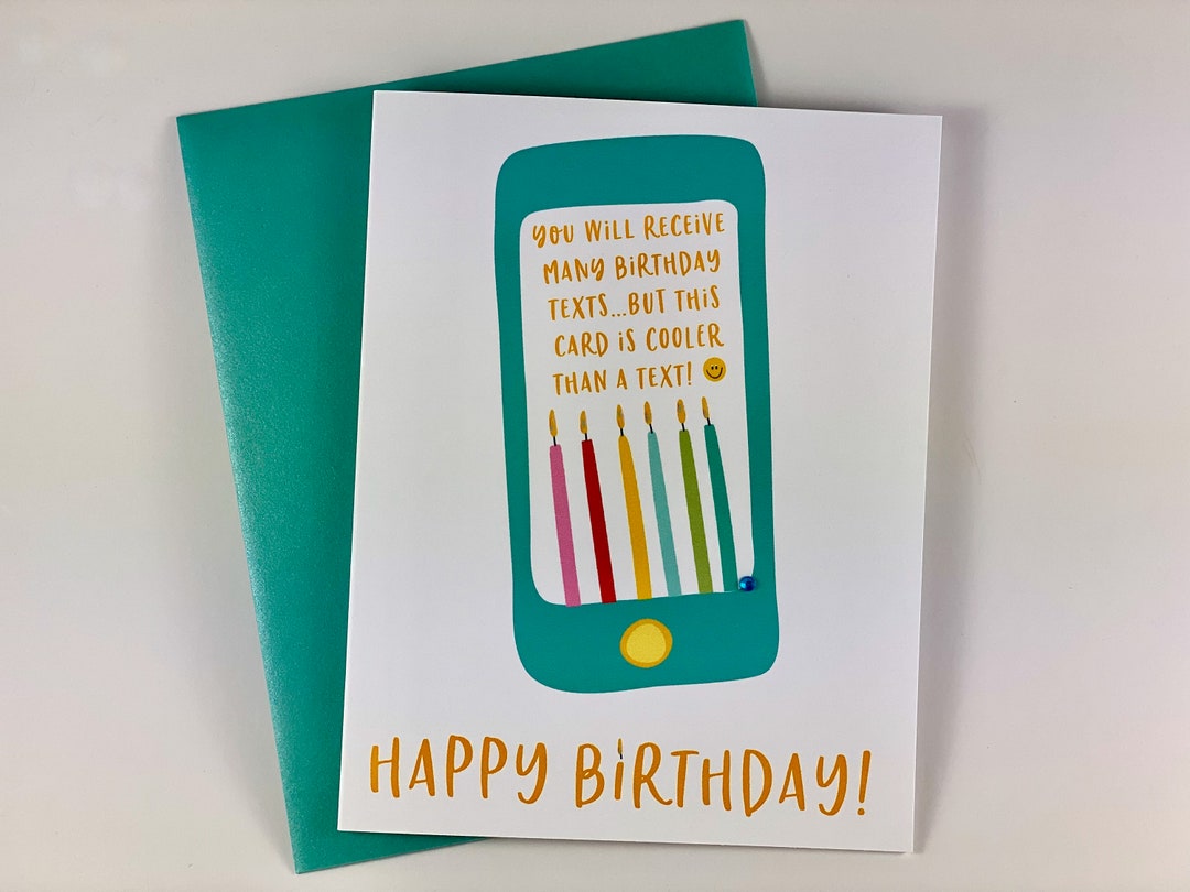 Text Birthday Card, Funny Birthday Card, Cool Card, Cute Card, Teenager ...