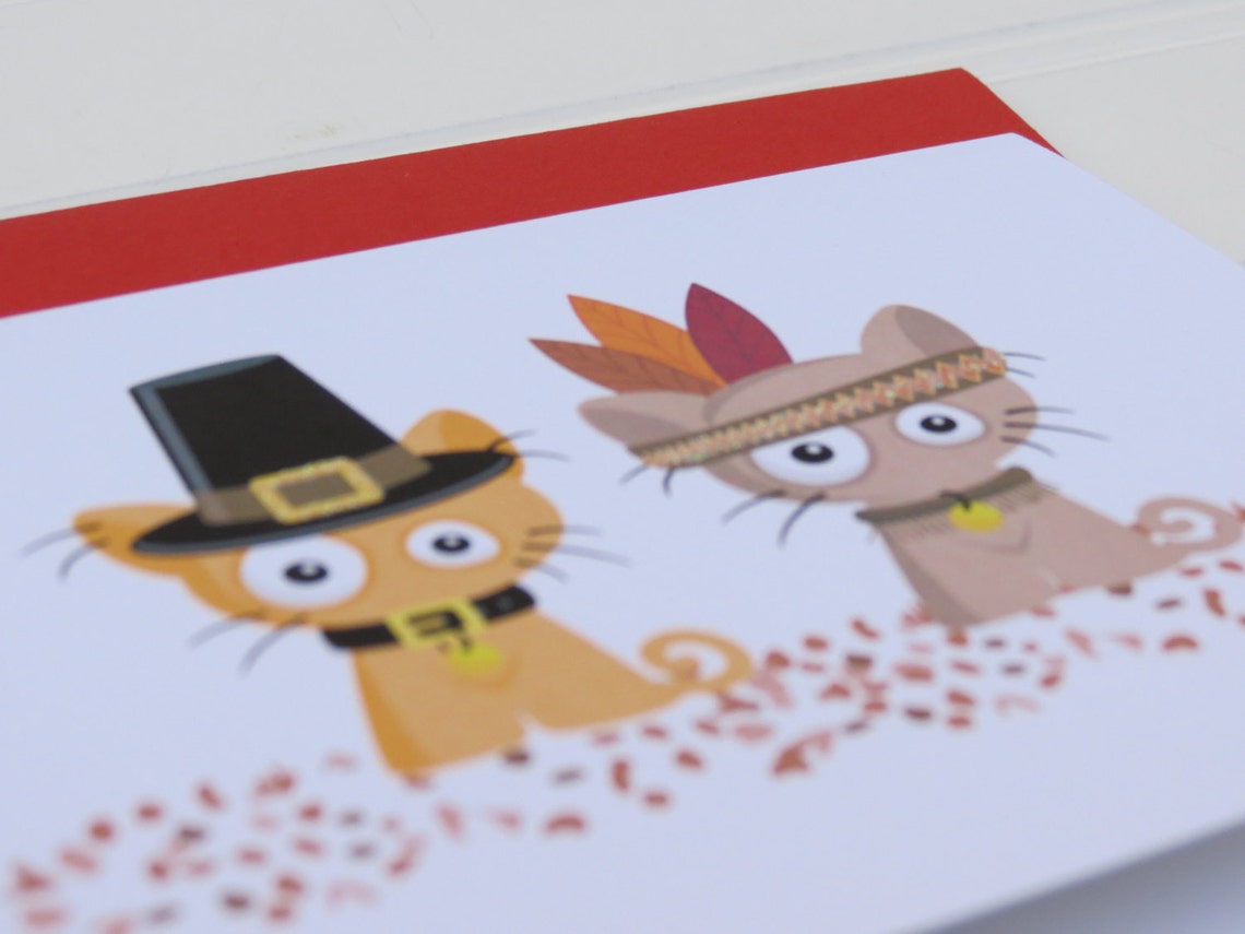 Thanksgiving Cat Card Custom Thanksgiving Cat Thanksgiving - Etsy