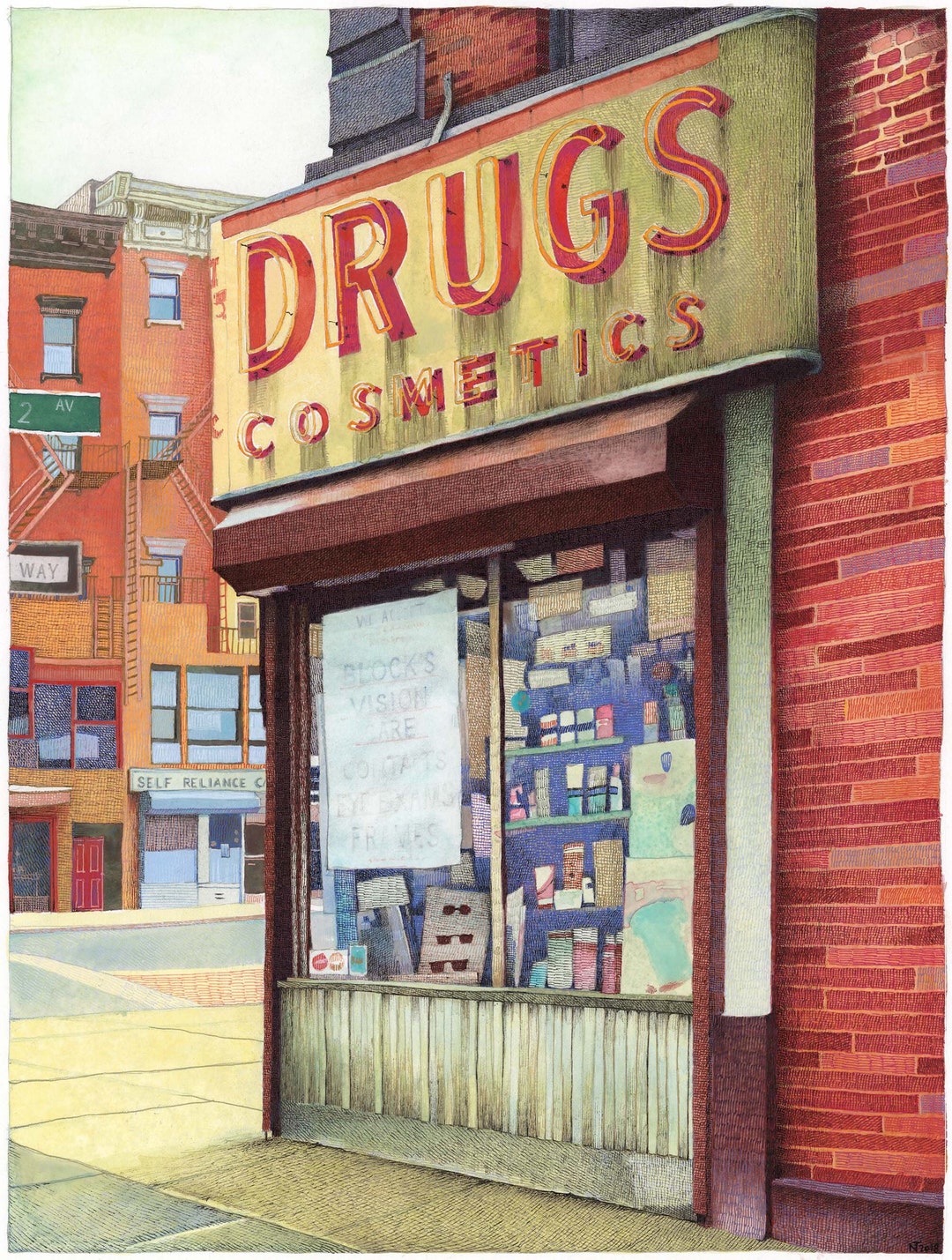 NEW YORK Print Drugstore Painting, Manhattan Sketch, Limited Edition ...