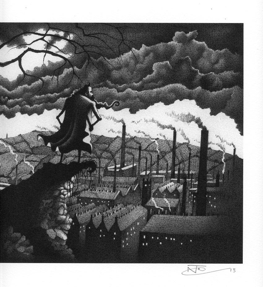 TITUS SURVEYS SALTAIRE, Gothic Landscape, Signed Giclee Print, Pen ...