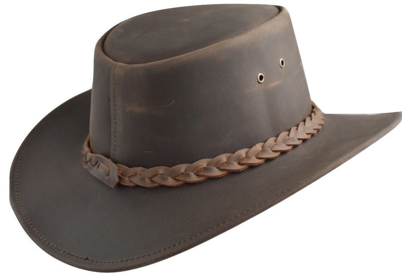 Mens Distressed Leather Western Outback Australian Hat Bush - Etsy UK