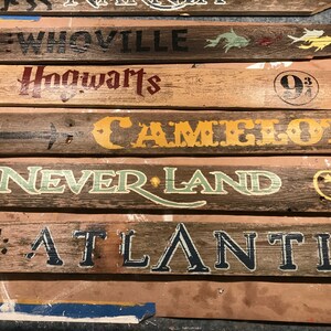 INDIVIDUAL Mileage Fantasy Directional Mile Marker Worn Wood Signs Hand ...