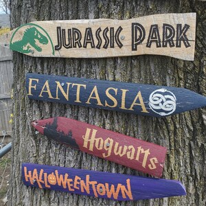 INDIVIDUAL Mileage Fantasy Directional Mile Marker Worn Wood Signs Hand ...