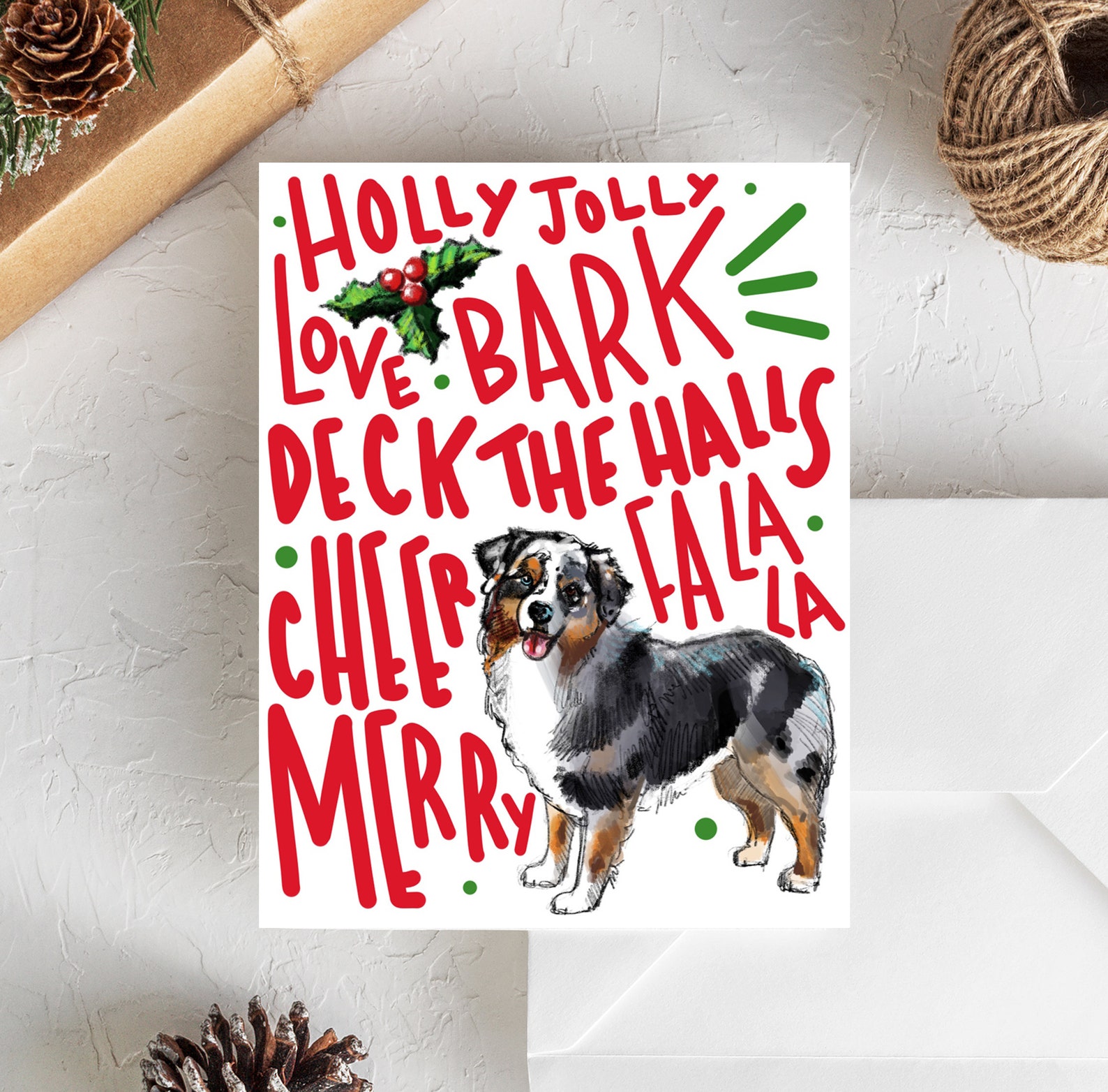 Australian Shepherd Holiday Card Aussie Christmas Cards - Etsy
