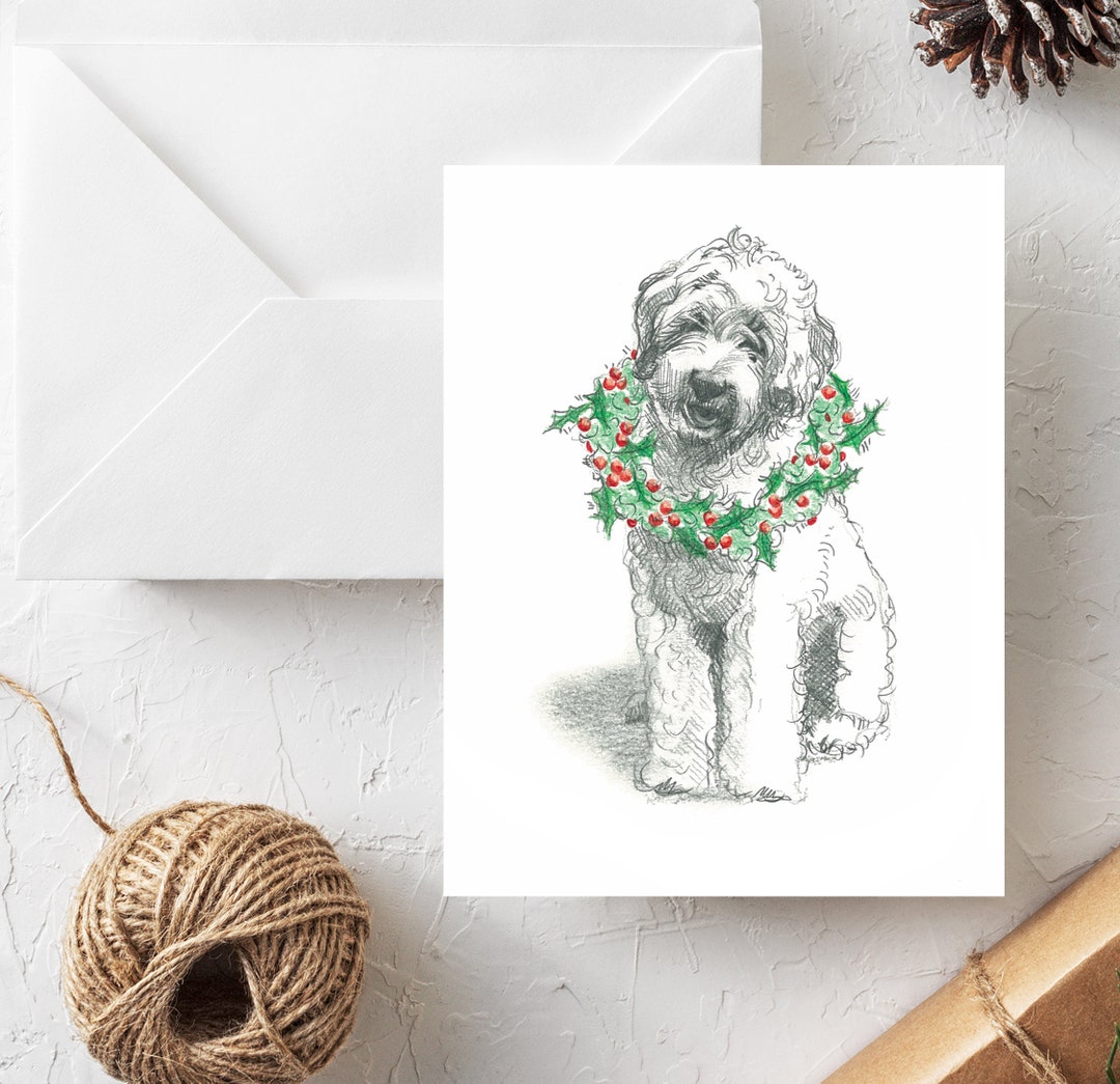 Doodle Dog Christmas Cards: Original Drawing Holiday Card - Etsy