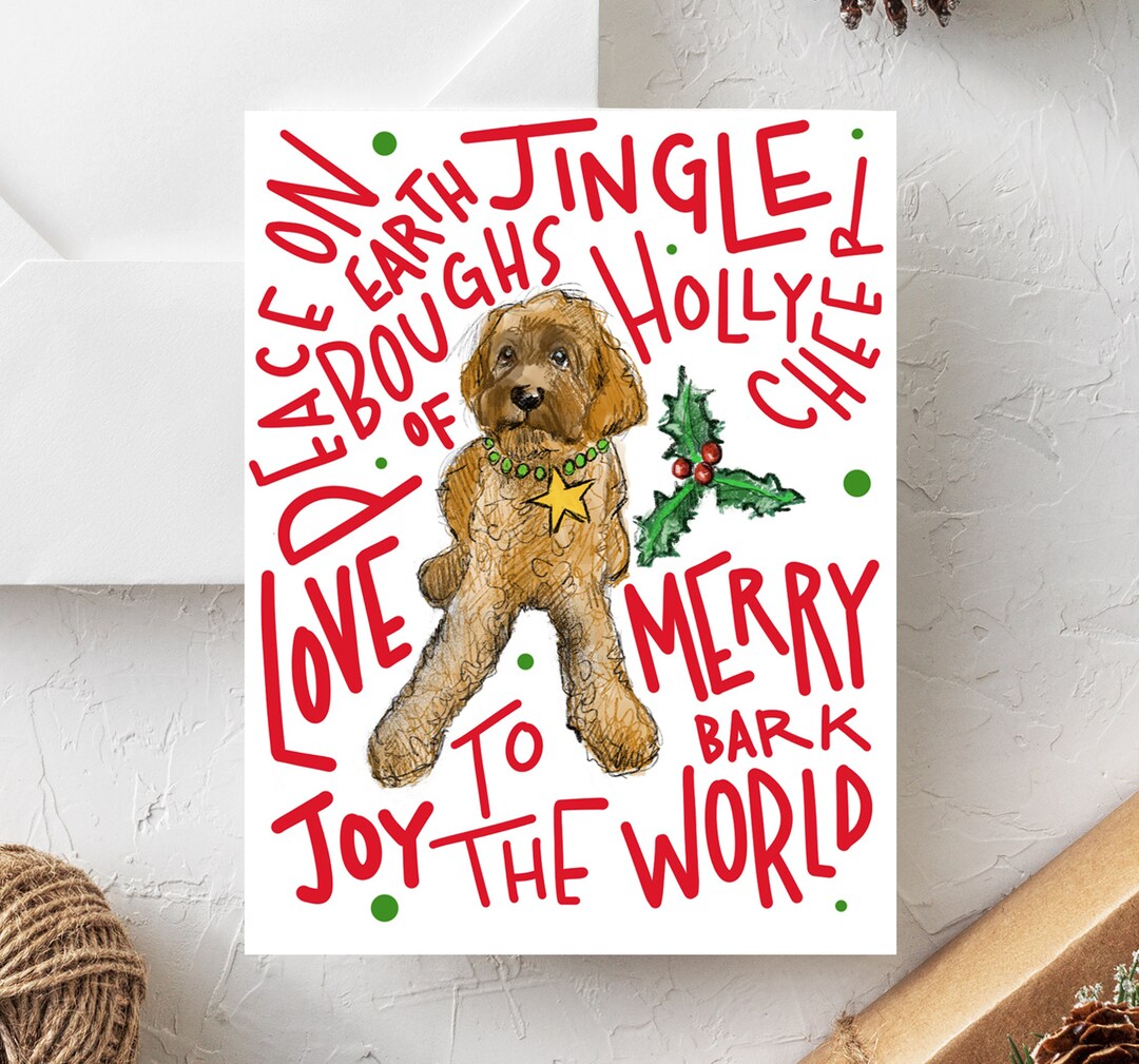 Doodle II Holiday Card |doodle Dog Christmas Card | Labradoodle Xmas ...