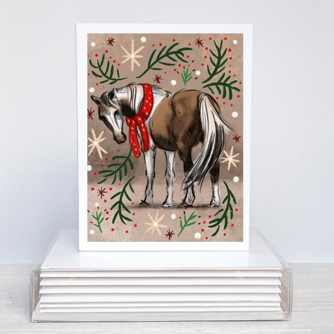 Horse Christmas Card | Horse Holiday Card | Paint Horse Xmas Card ...