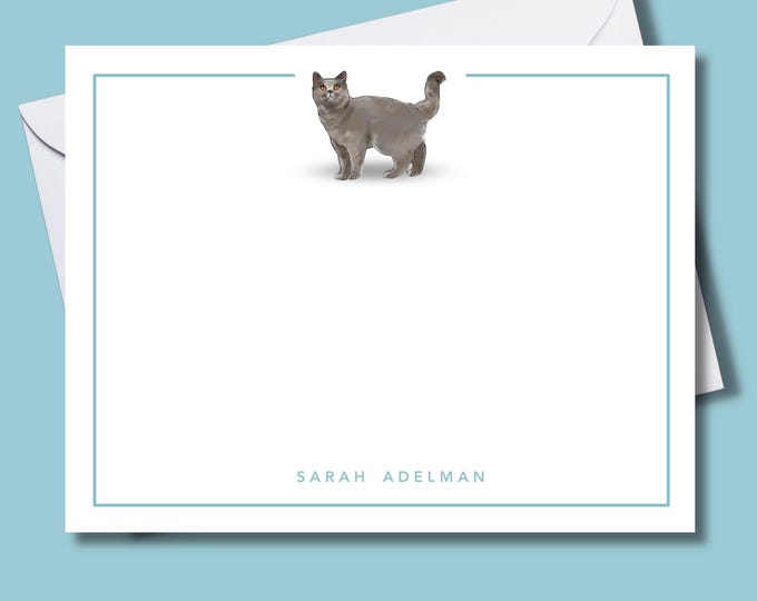 Set of 6 or 12 Handmade Blank Tabby Cat Print Note Cards - Etsy