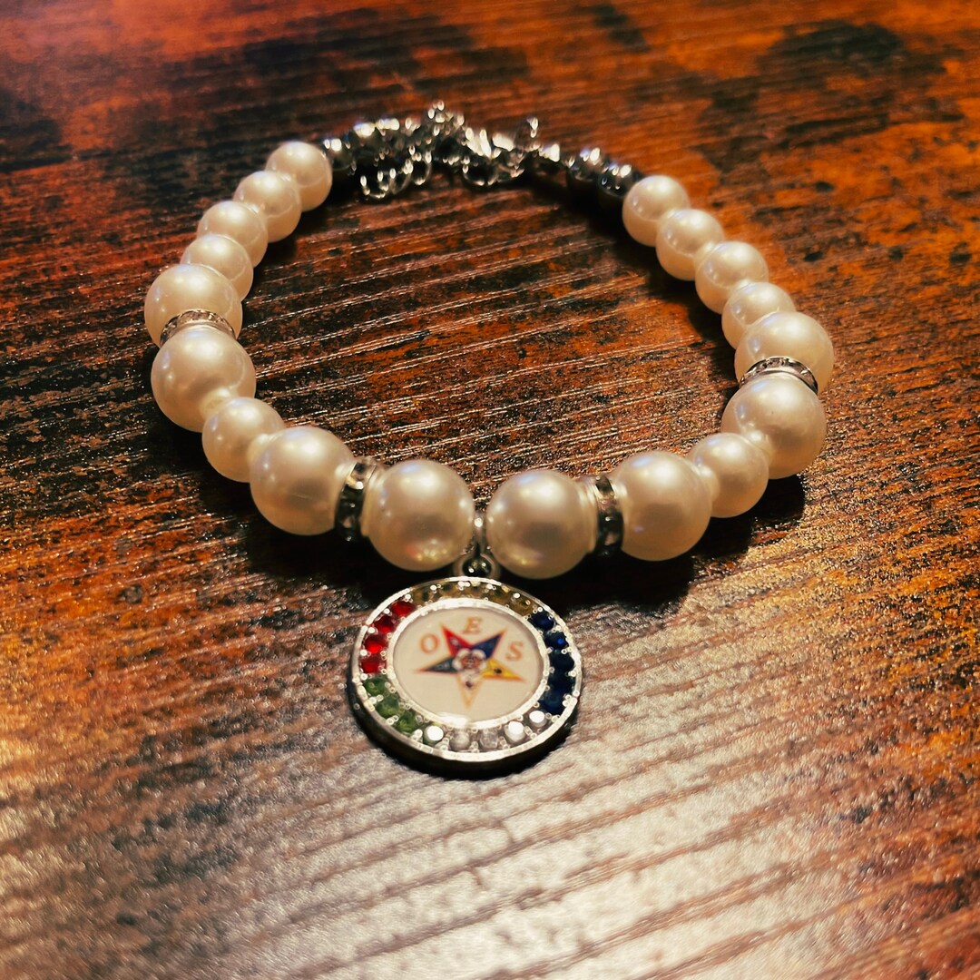 OES Order of the Eastern Star Charm Beaded Bracelet | 10mm - Etsy