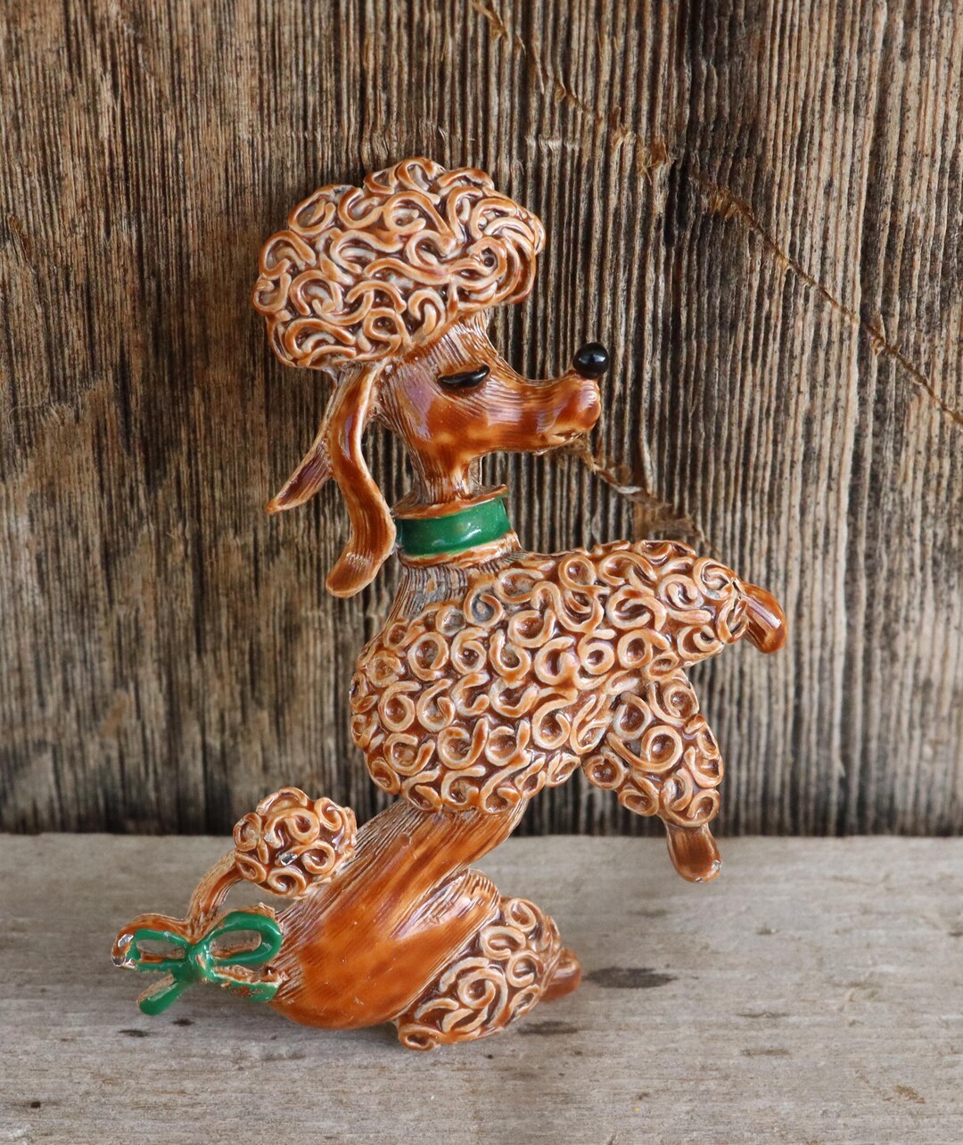 NOS 80s Does 50s 60s Mod Modernist Poodle Brown Enamel Dog Brooch ...