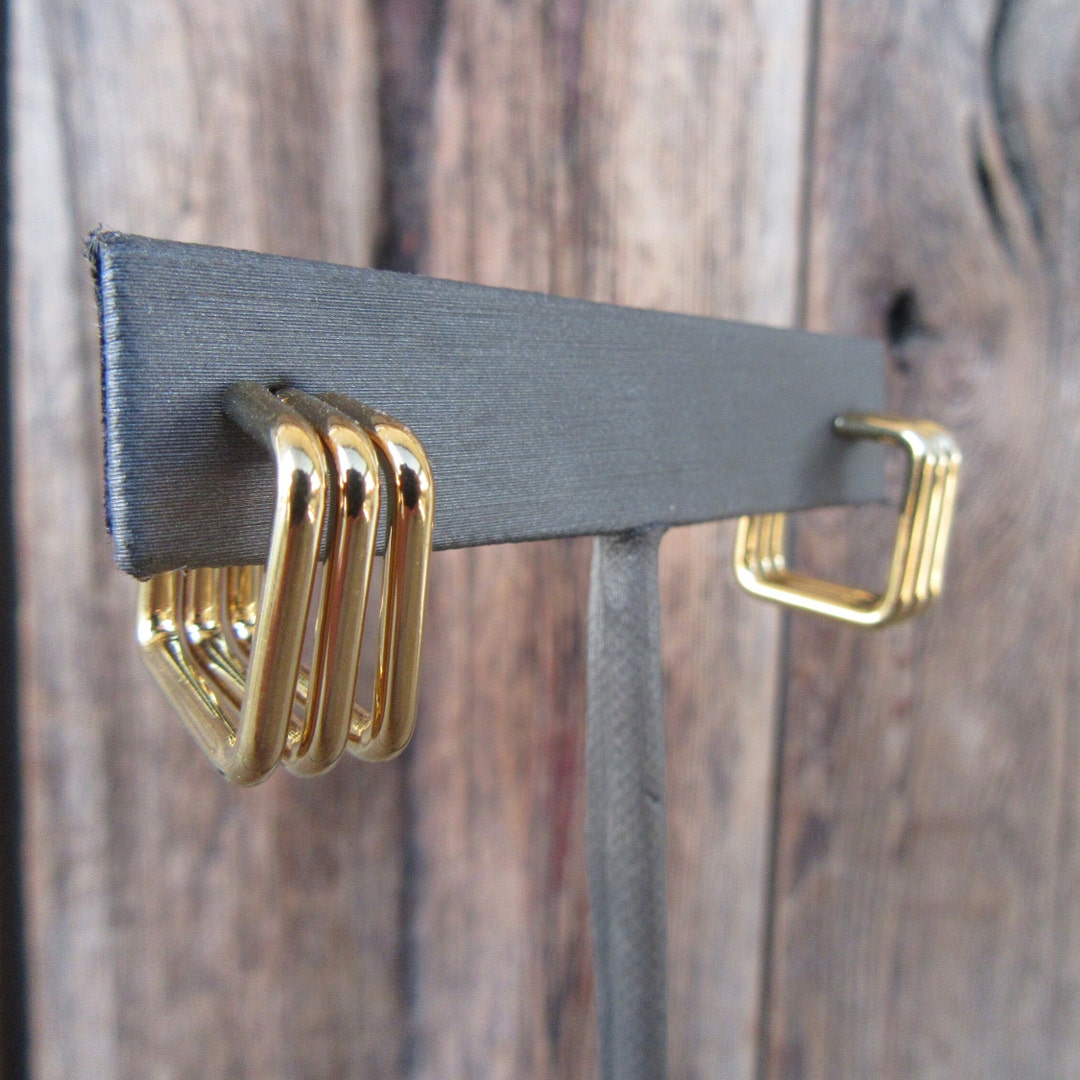 90s Gold Tone Square Hoops | Layered Huggy Huggie Hoops | Small Stud ...