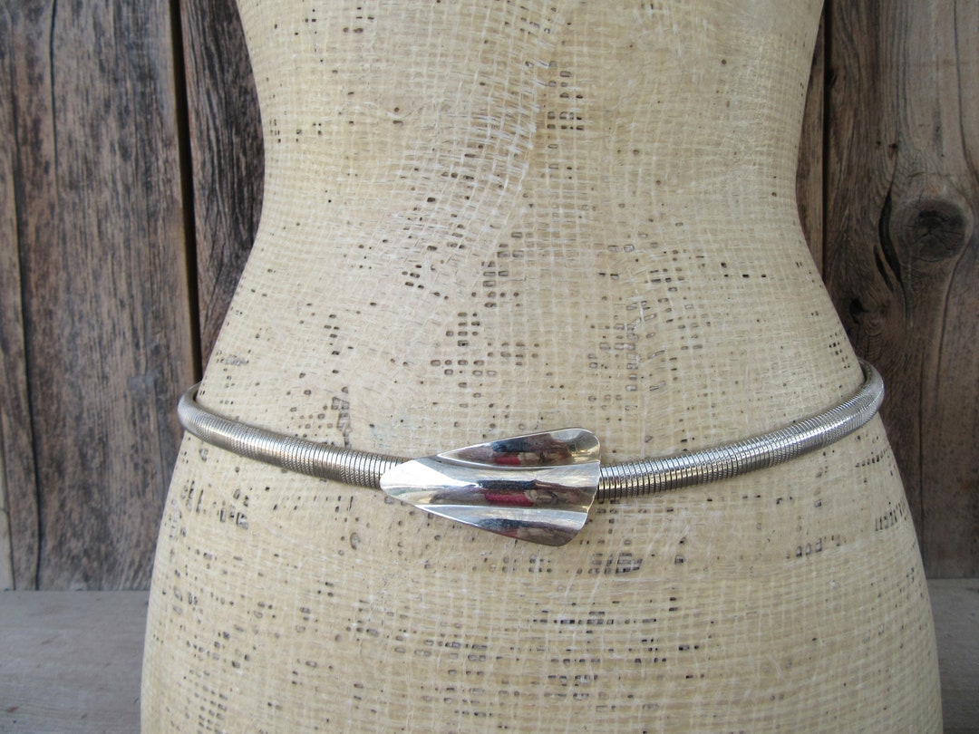 80s 90s Silver Tone Slinky Belt | Silver Metal Belt | Stretch Belt ...